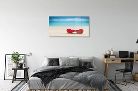 akrylový obraz Srdce červené písečné moře 100x50 cm
