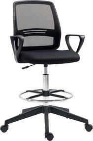 Ergonomická kancelářská židle Vinsetto s područkami a nastavitelným opěrátkem nohou, výškově nastavitelná otočná židle s čalouněním z prodyšné síťovin