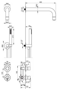 Deante Concealed shower set, s fixed shower head