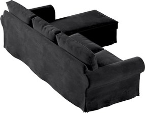 Potah na pohovku IKEA Ektorp 2-místná s lenoškou barva černá látka lesklé, sametová