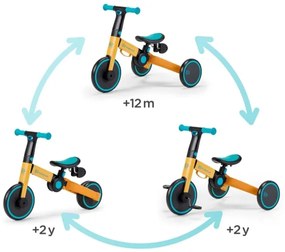 KINDERKRAFT - Dětské odrážedlo 3v1 4TRIKE žlutá/tyrkysová
