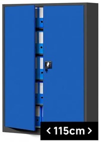 JAN NOWAK - Kovová policová skříň JANA II se zámkem - antracit/modrá - rozměr 185x115 cm - 3D6346