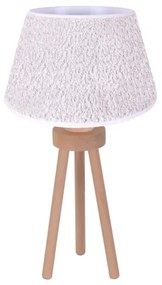 Duolla - Stolní lampa BOUCLE 1xE27/15W/230V pr. 28 cm bílá/dřevo