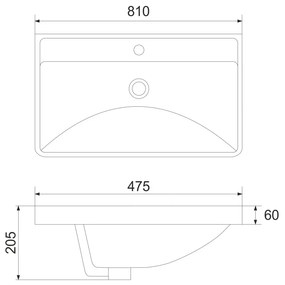 Mereo nábytkové umyvadlo 81 x 47,5 x 20,5 cm keramické bílá UC8148