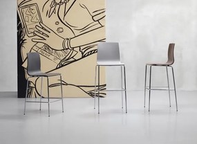 SCAB - Barová židle ALICE vysoká - šedá/chrom