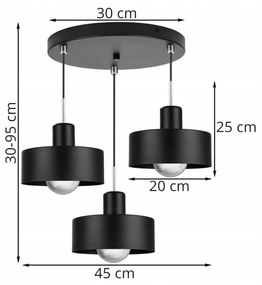 Závěsné svítidlo BARCELONA, 3x kovové stínítko (výběr ze 2 barev), O, CH