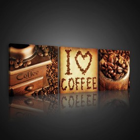 Postershop Obraz na plátně: I Love Coffee - set 3ks 25x25cm