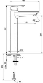 Ideal Standard Tesi Umyvadlová baterie s vysokým vývodem bez odtokové garnitury A6575AA