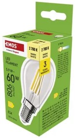 Emos lighting LED žárovka Filament Mini Globe / E14 / 5,9 W (60 W) / 806 lm / teplá bílá 1525731253