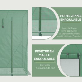 Outsunny PE Zahradní Skleník, Balkonový Skleník, 140 gsm Vyztužený Plachtovina, Ocelový Rám, Rolovací Zip Dveře, pro Zeleninu, Rostliny a Květiny, Vn…