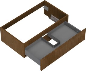 Mexen Rivel, koupelnová skříňka 80 cm, 1 zásuvka, drážkovaná, ořech, 91A20-08023-1-BF86