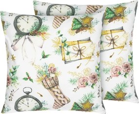 Bellatex Povláček bavlněný vánoce 2ks 40x40 cm Vánoce čas Zelená,Zlatá