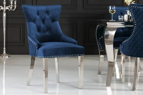 Invicta Interior Luxusní sametová židle modrá: Adelie II
