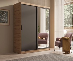 ADRK Furniture Šatní skříň s zrcadlem Hailey 160 SW-HAI-160-AB