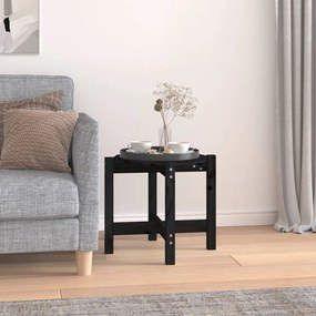 Konferenční stolek černý Ø 52,5 x 45 cm masivní borové dřevo - Default Title