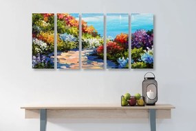 5-dílný obraz květinové more - 200x100 cm
