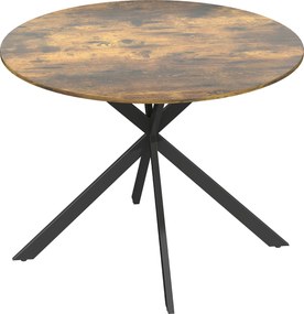 HOMCOM kulatý jídelní stůl pro 4 osoby, Ø100 cm, průmyslový styl, ocelové X-nohy, rustikální hnědá