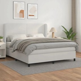 Fionshop 264243920 Box spring postel s matrací bílá 180x200 cm umělá kůže