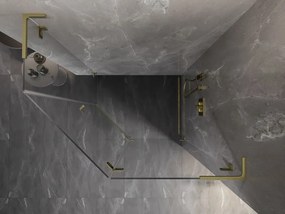 Mexen Lunar, L pravý výklopný pětiúhelníkový sprchový kout 90 x 80 cm, 8mm čiré sklo, zlatý matný profil, 831L-090P-080L-55-00-P