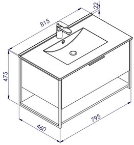 BPS-koupelny Koupelnová skříňka s keramickým umyvadlem Kubus W ZV 80