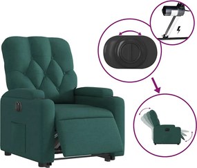 Elektrické zvedací polohovací křeslo tmavě zelené textil 3204740
