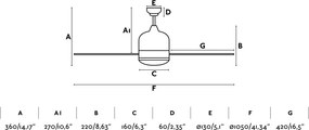 FARO OBOE 33610 41,34“ bílá/bílá/javor Reverzní stropní ventilátor