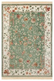 Zeleno-krémový koberec z viskózy 195x300 cm Oriental – Nouristan