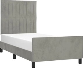Rám postele bez matrace světle šedá 90 x 190 cm samet 3125849