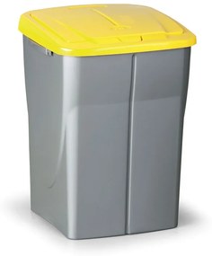 B2B Partner Plastový odpadkový koš s víkem, 45 L, žluté víko