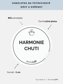 Samolepka na kořenky HARMONIE CHUTI bílá 5 cm tučné písmo
