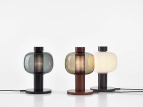 Designová lampa Brokis Bonbori Small PC1164 Povrch Montury: měděná metalická, Barva skla: Šedá kouřová - transparentní sklo, Povrchová úprava skla: TRIAC - STANDARDNÍ VERZE