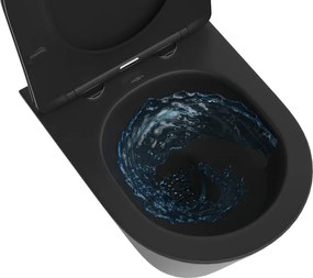 Mexen Rico, závěsná WC mísa 490x360x370 mm, Rimless Tornádo, černá matná, 3372XX85T