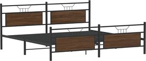 Kovový rám postele bez matrace hnědý dub 193 x 203 cm 3325105
