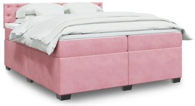 Box spring postel s matrací růžová 200x200 cm samet 3288719