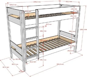 Bílá patrová dětská postel s roštem 90x200 cm Primo – Vipack