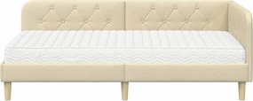 Rohový rám postele Krémová 90 x 200 cm textil 3394123
