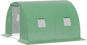 Outsunny Polytunnel skleník 3 x 3 m se 4 okny, ochrana proti mrazu pro rostliny, ocelová konstrukce, tmavě zelený | Aosom