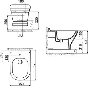 Sapho, ANTIK bidet závěsný, AN510