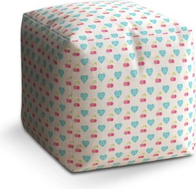 Sablio Taburet Cube Třešně a srdce - 50x50x50 cm