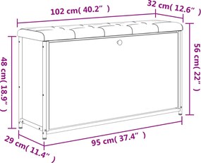 vidaXL Botníková lavice s výklopnou zásuvkou 102x32x56 cm [835128] Barva: šedá sonoma