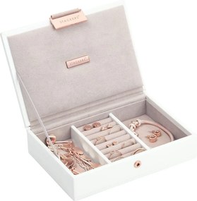 Krabička na šperky Stackers s poklicí měděný zámek mini bílo-béžová