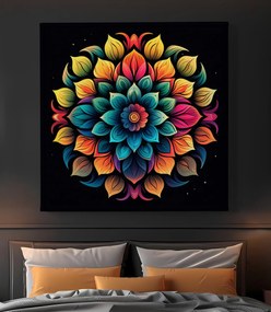 Obraz na plátně - Mandala barevný květ FeelHappy.cz Velikost obrazu: 100 x 100 cm
