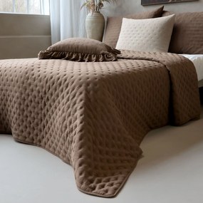 Měkký hnědý prošívaný přehoz Aix Soft na dvoulůžko – 260*240 cm