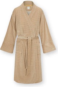 Pip Studio Naomi Kimono Velvet Little Sumo Stripe, pískové (Bavlněné sametové kimono)