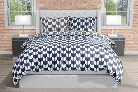 Bavlněné ložní prádlo 160x200 Pure 07 geometry navy grey Faro