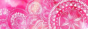Obraz Mandala růžový akvarel
