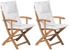 Sada dvou zahradních židlí s bělavými polštáři MAUI Beliani