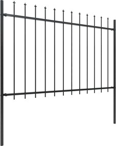 Zahradní plot s kopím nahoře ocelový 1673 x 120 cm černý 277629