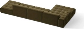 Khaki sametová rohová pohovka (levý roh/s lenoškou) Chicago – Cosmopolitan Design
