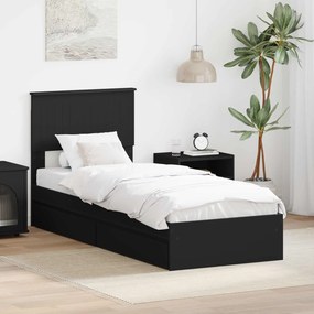 Postel s úložným prostorem Černá 75 x 190 cm Kompozitní dřevo 3410848